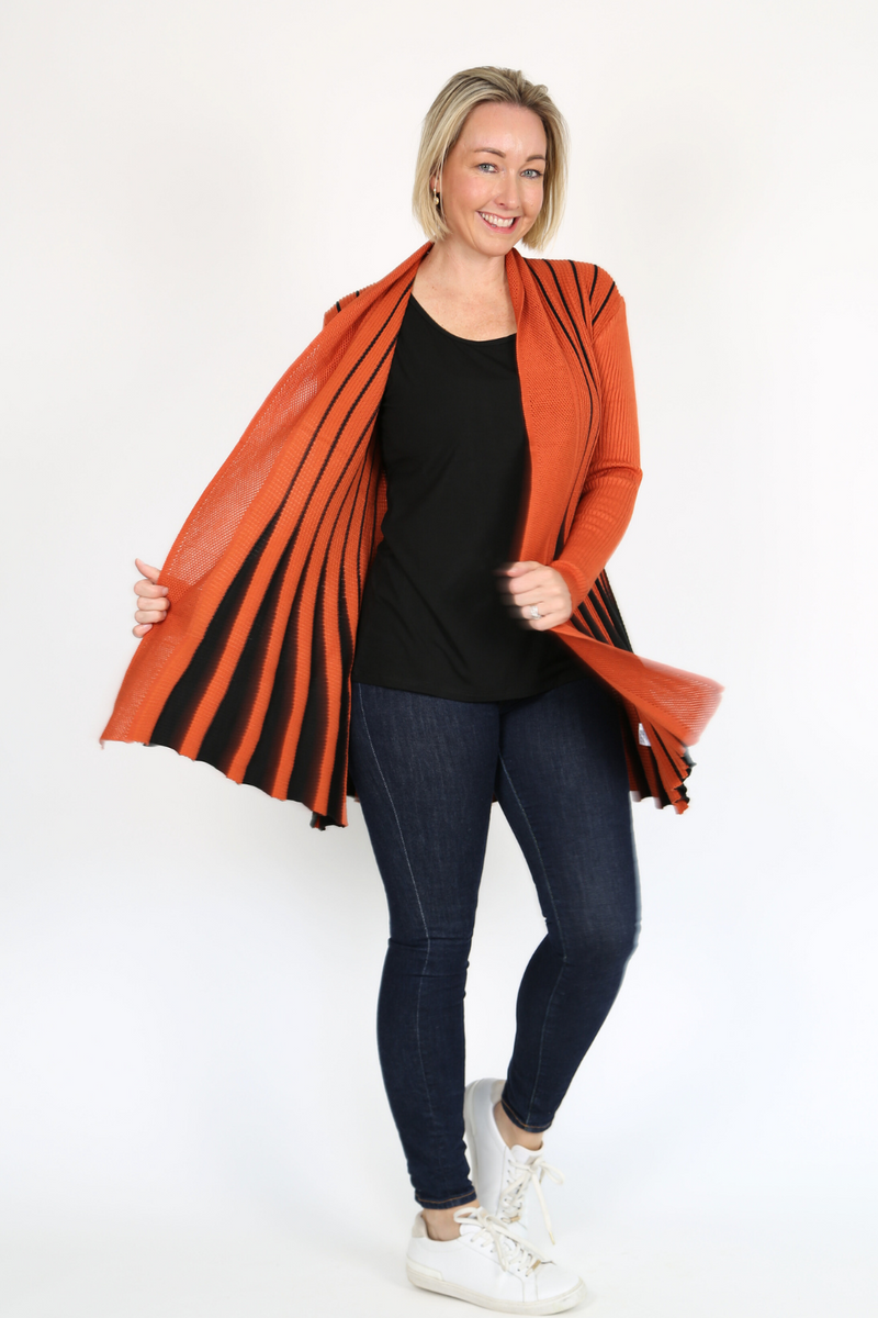 ESTELLE Rust Contrast Swing Cardigan – Warwick Jones