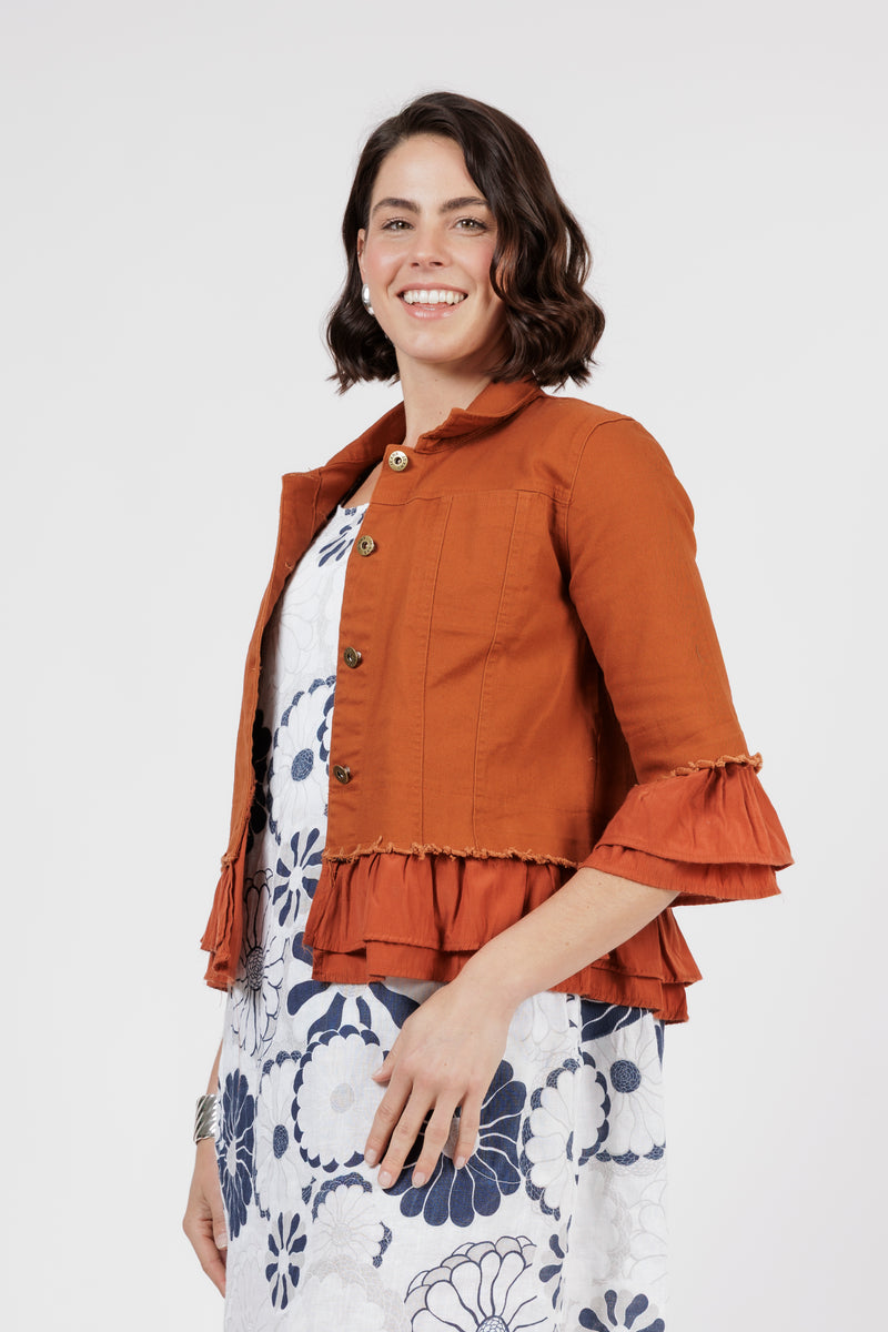 LEELA Rust Ruffle Crop Jacket – Warwick Jones