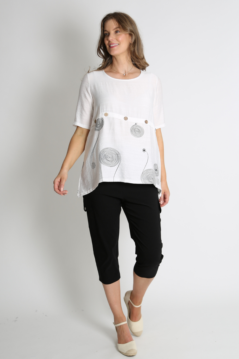 AMALIA White Contrast Print Top – Warwick Jones